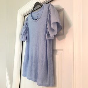 LOFT | Tops | Nwt Loft Cornflower Blue Flutter Sleeves Linen Top | Poshmark
